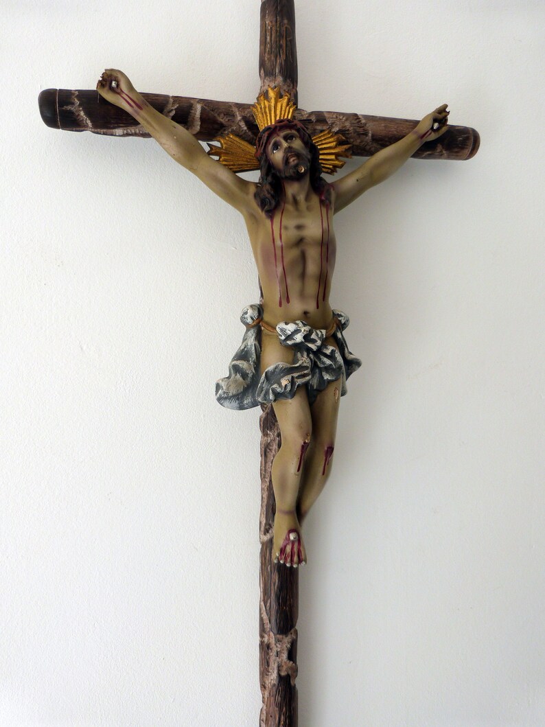 Antique French Cross TALL 1900s Religious Art Wooden Wall - Etsy