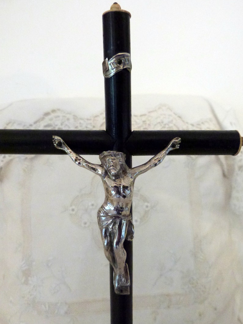 Antique French Religious Black Wooden Standing Cross Crucifix - Etsy