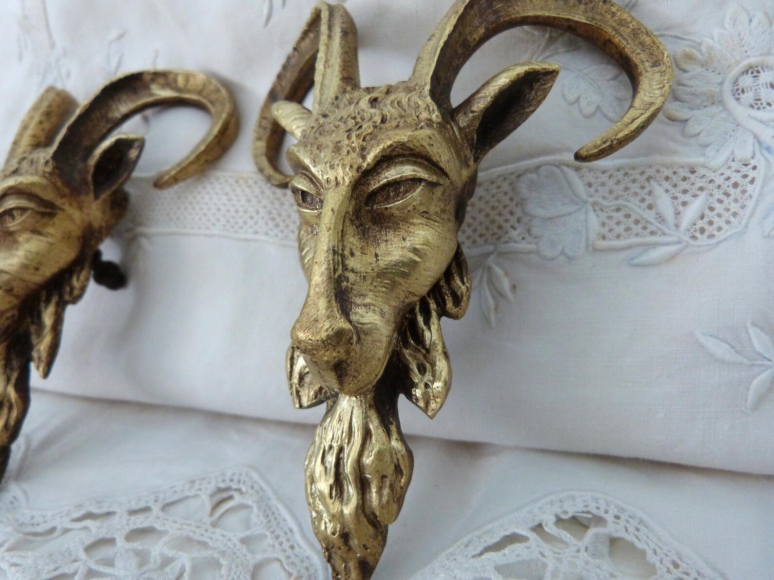 Antique French Bronze Horned Devil Demon Satyr Furniture Hardware 1800s ...