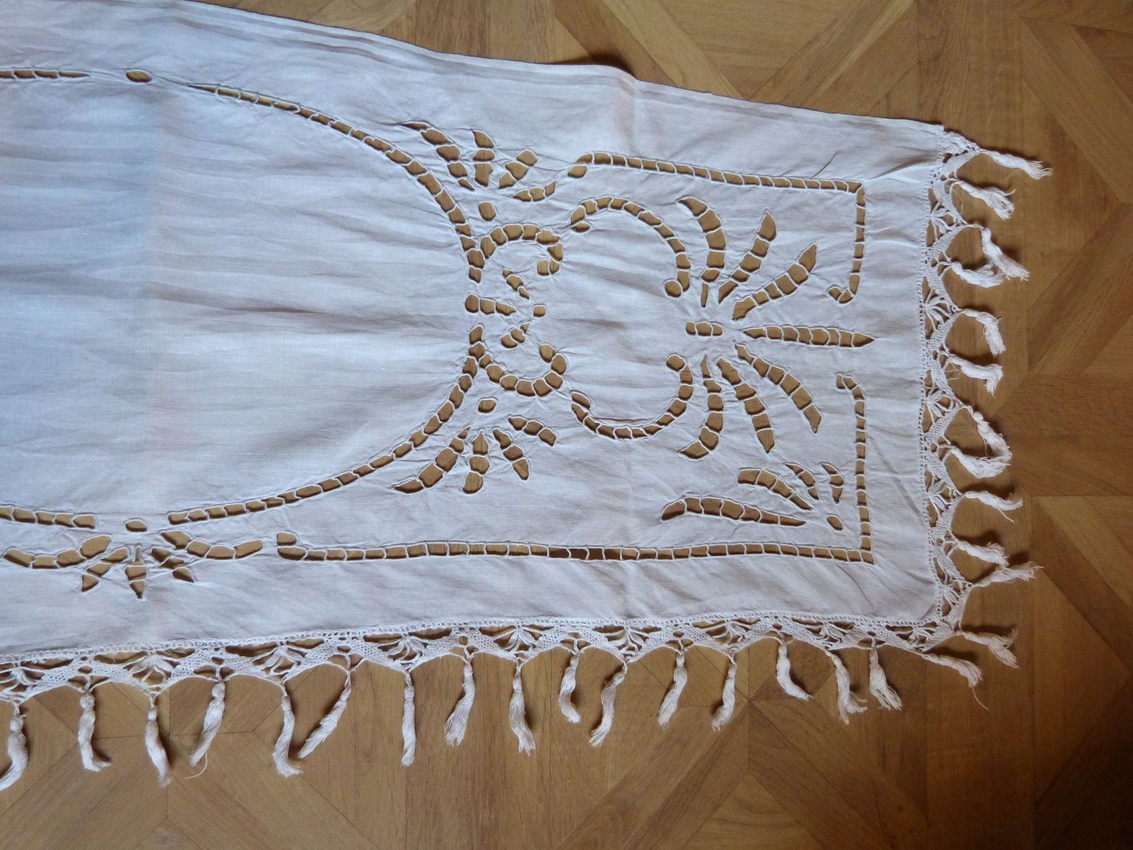 Antique French Handmade Richelieu Lace Shelf or Piano Runner | Etsy