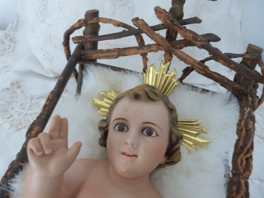 Antique Religious Statue Infant Child Baby Jesus Christ Nativity ...