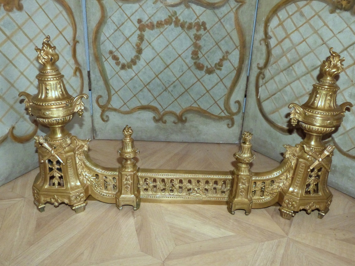 Antique French Signed Bronze Fireplace Fender Guard Bumper - Etsy