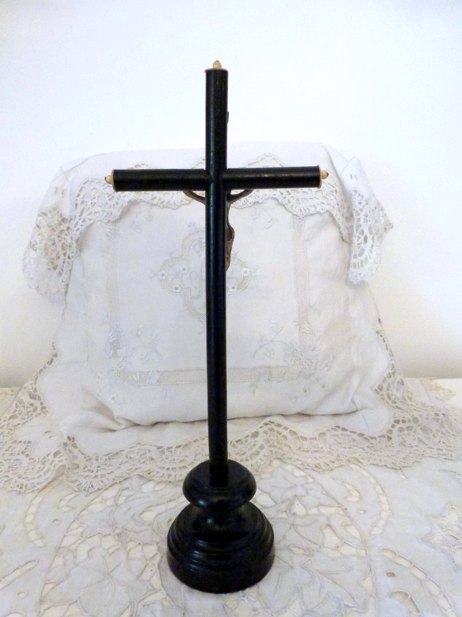 Antique French Religious Black Wooden Standing Cross Crucifix - Etsy