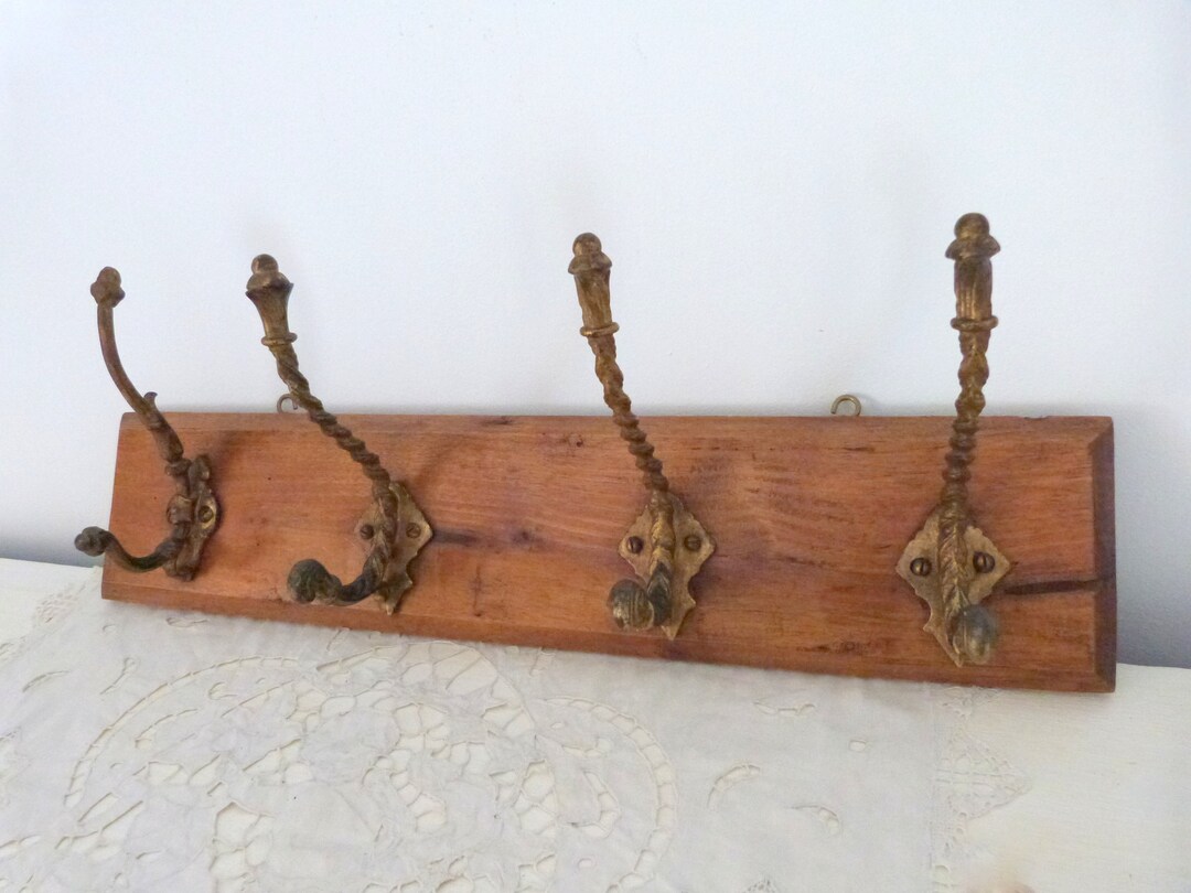 French Antique Coat Rack Hook, Hat Rack, Wooden Wall Rustic Coat Hanger ...