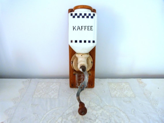 Antique German Wall Coffee Grinder Mill W Blue Lustucru Check - Etsy