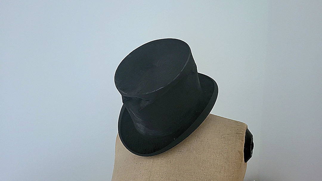 Antique French Beaver Top Hat Black Opera Theater Gibus Steampunk Top ...
