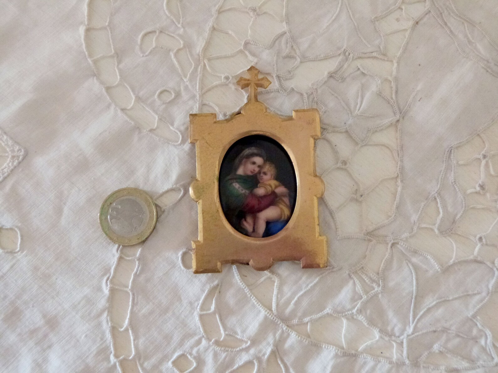 Antique French Religious Gilded Frame W Hand Painted Porcelain ...