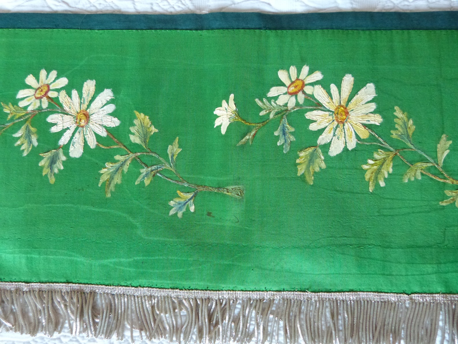 1900s Silk Altar Frontal Antependium Handpainted Flowers W IHS Long ...