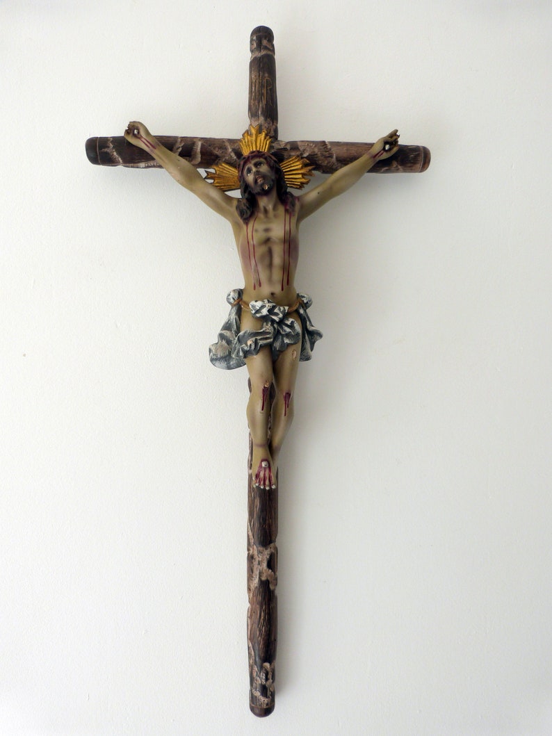 Antique French Cross TALL 1900s Religious Art Wooden Wall - Etsy