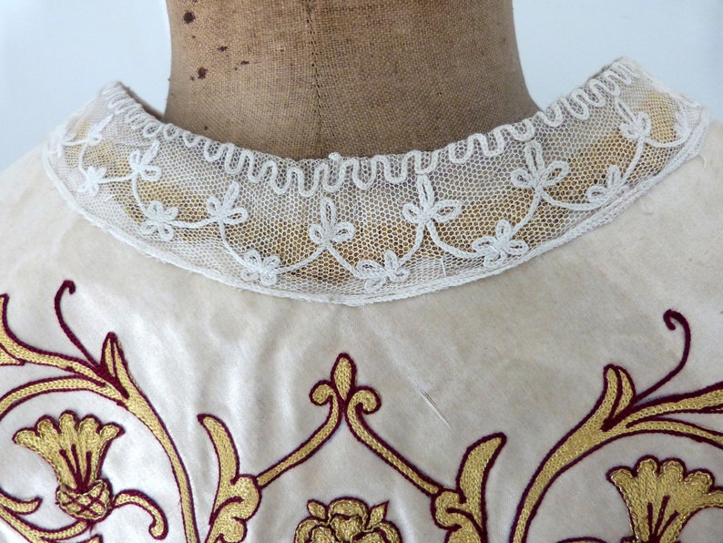 Antique 1800s French Silk Priest Clergy Collar W Hand Embroidery, Gold ...