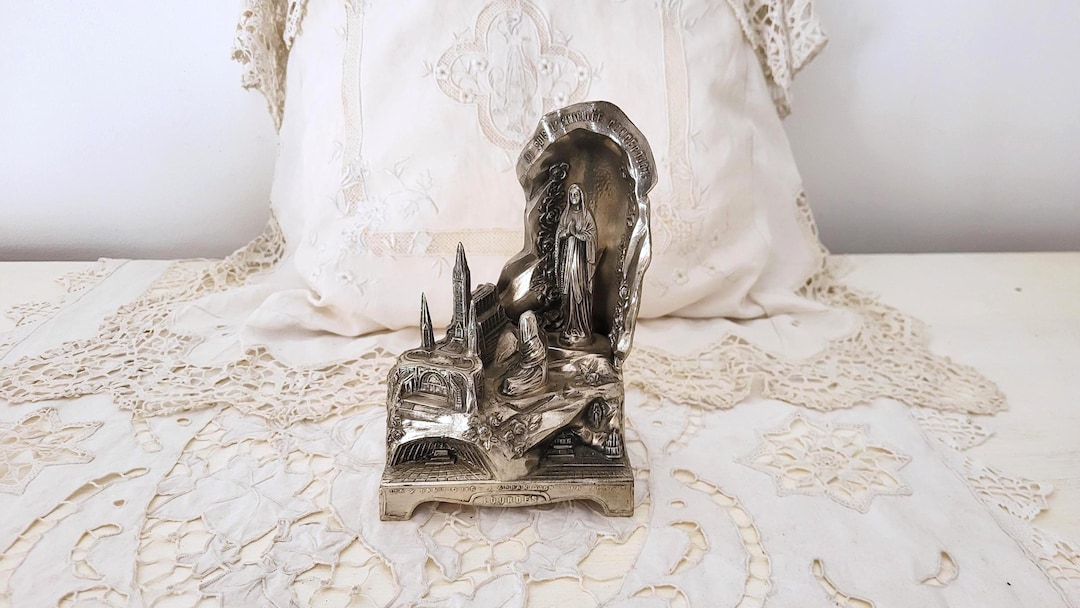 Antique French Souvenir of Lourdes Desk Music Box W the Appearance Our ...