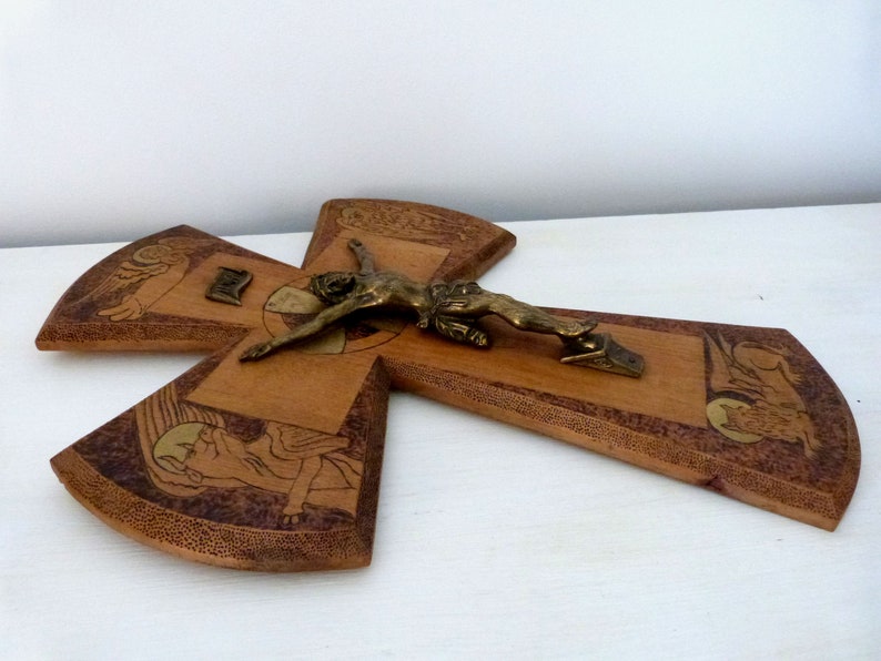 Antique French 1900s Religious Pirografia Pyrography Wooden | Etsy