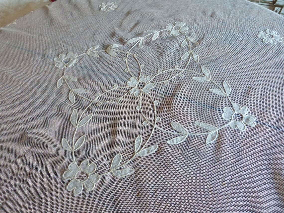 Antique French Hand Made Tambour Lace Tablecloth Handworked - Etsy