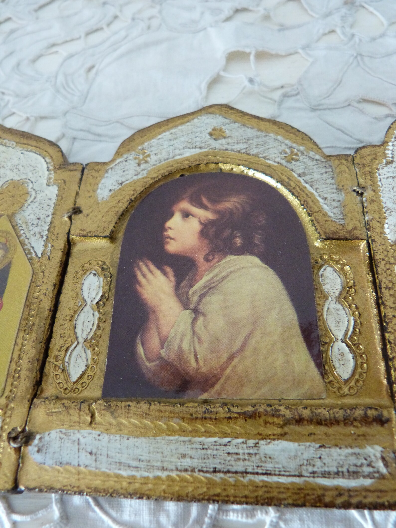 Vintage Florentine Italian Triptych Praying Child W - Etsy
