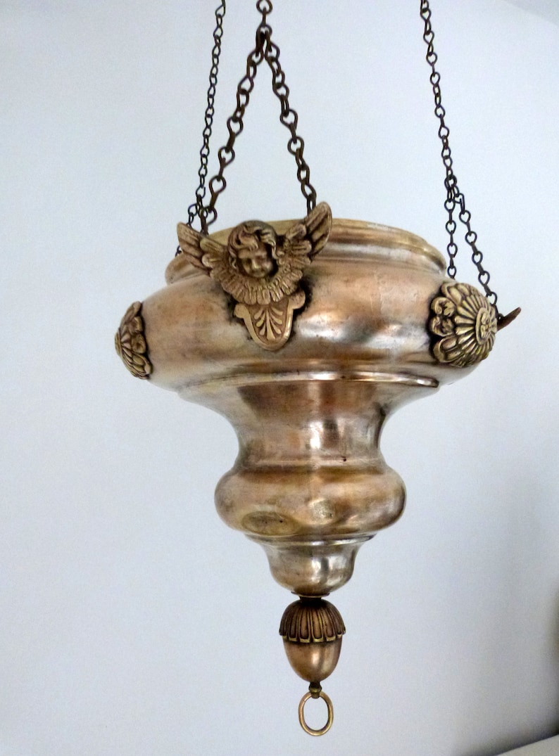 Antique French Thurible Church Icon Lamp Incense Burner LARGE Religious ...