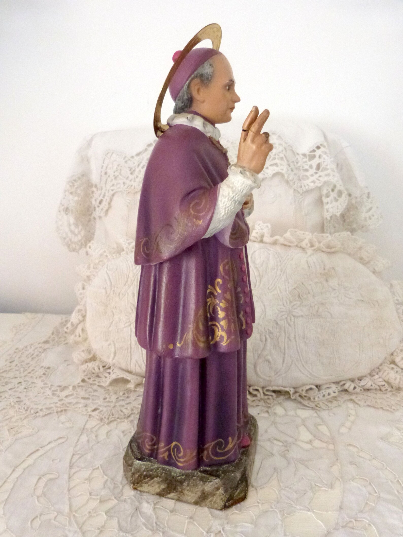 Rare Antique French Religious Statue Saint Pope W Glass Eyes - Etsy