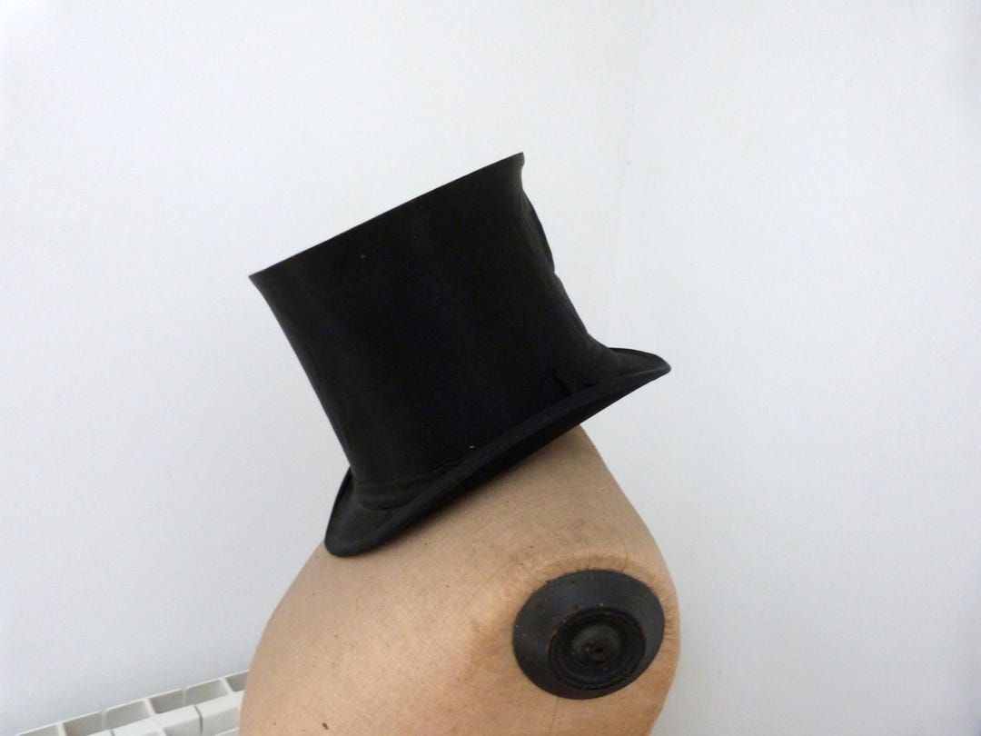 Antique French Silk Collapsible Top Hat Gibus Black Opera Steampunk ...