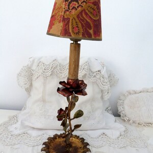 Antique French Floral Toleware Table Desk Lamp Lighting W Roses on ...