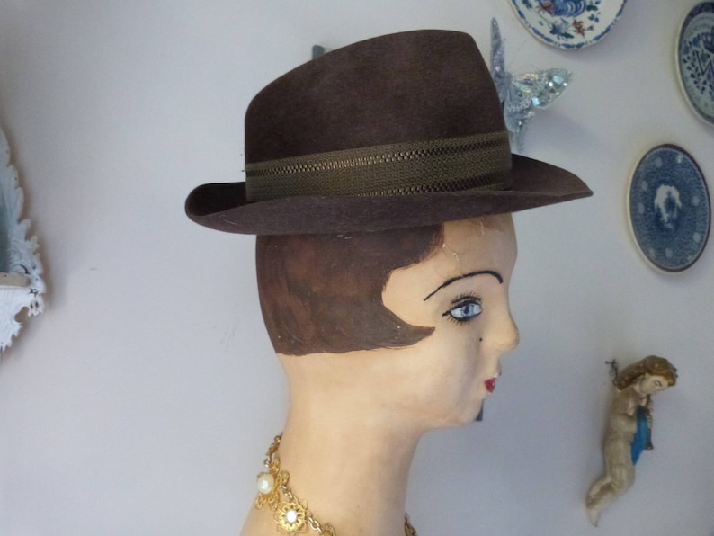 Antique Brown French Borsalino Hat, Felt Hat, Gaucho Hat, Fedora Hat ...