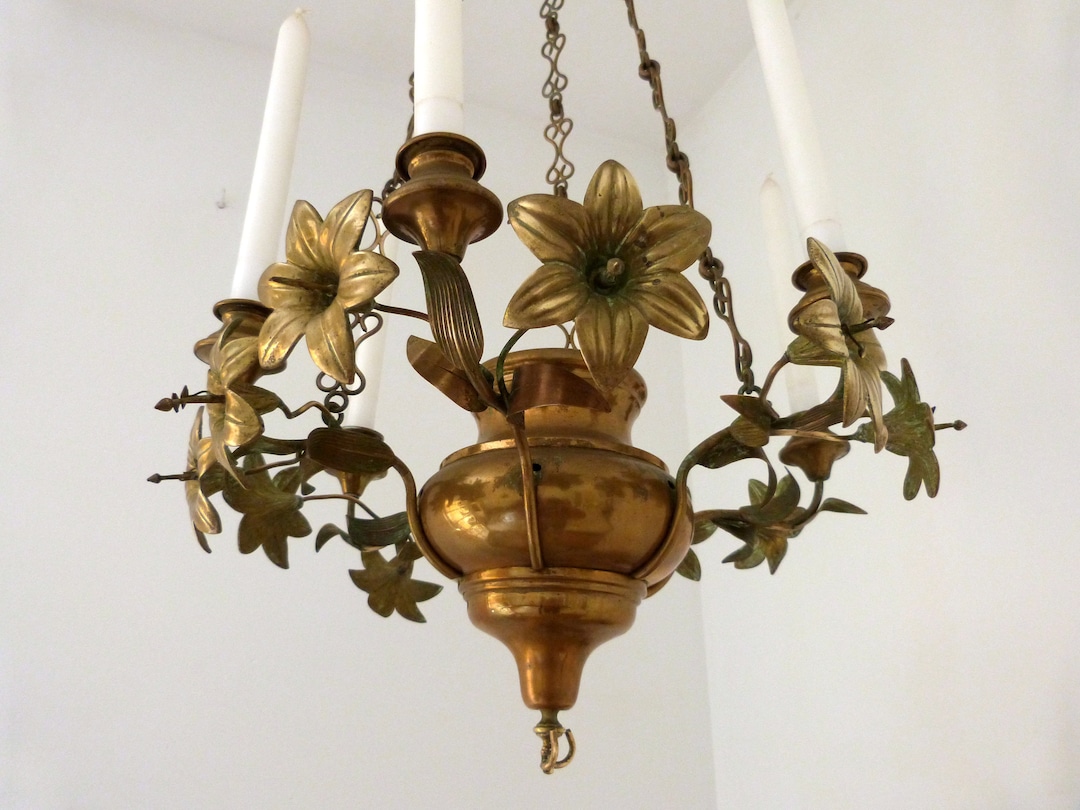 Large Antique French Religious Church Chandelier Ceiling Hanging Lamp W ...