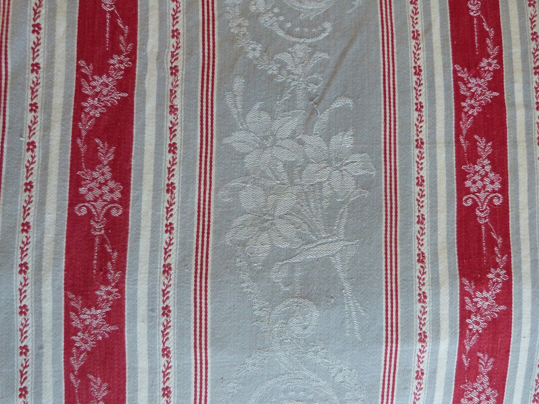 Vintage Linen Mattress Ticking 4.5 YARDS French Red Ticking Stripe ...