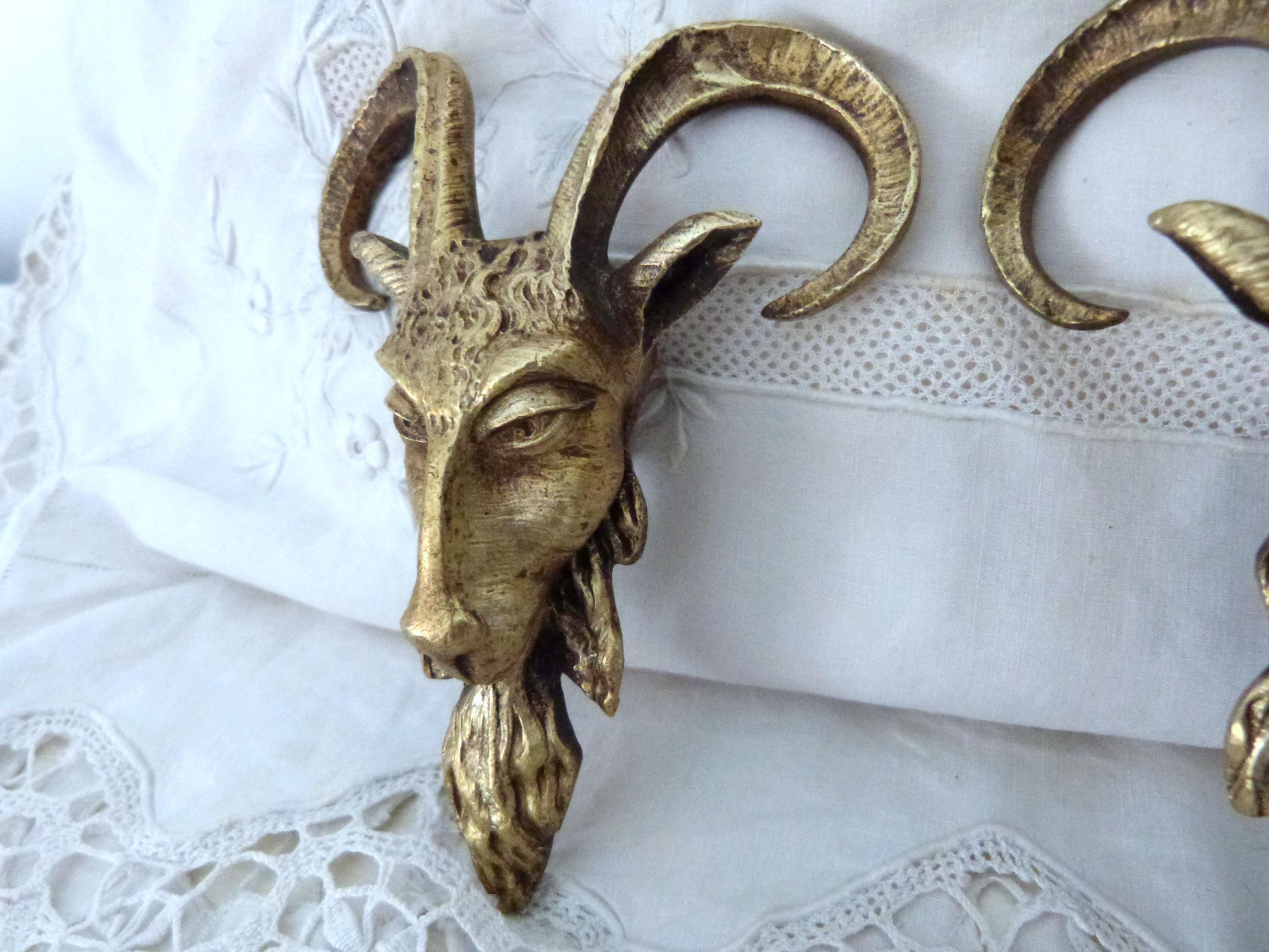 Antique French Bronze Horned Devil Demon Satyr Furniture Hardware 1800s ...