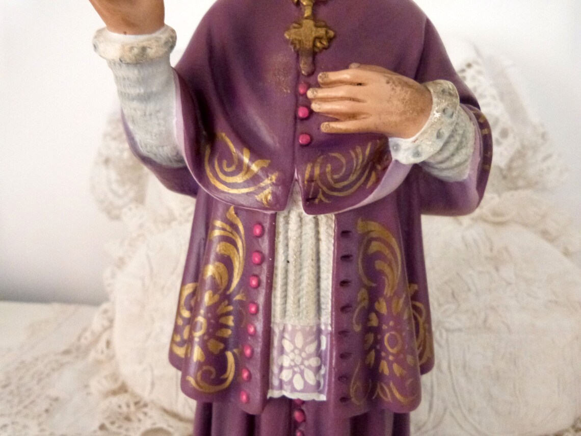 Rare Antique French Religious Statue Saint Pope W Glass Eyes - Etsy