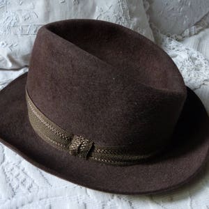 Antique Brown French Borsalino Hat, Felt Hat, Gaucho Hat, Fedora Hat ...