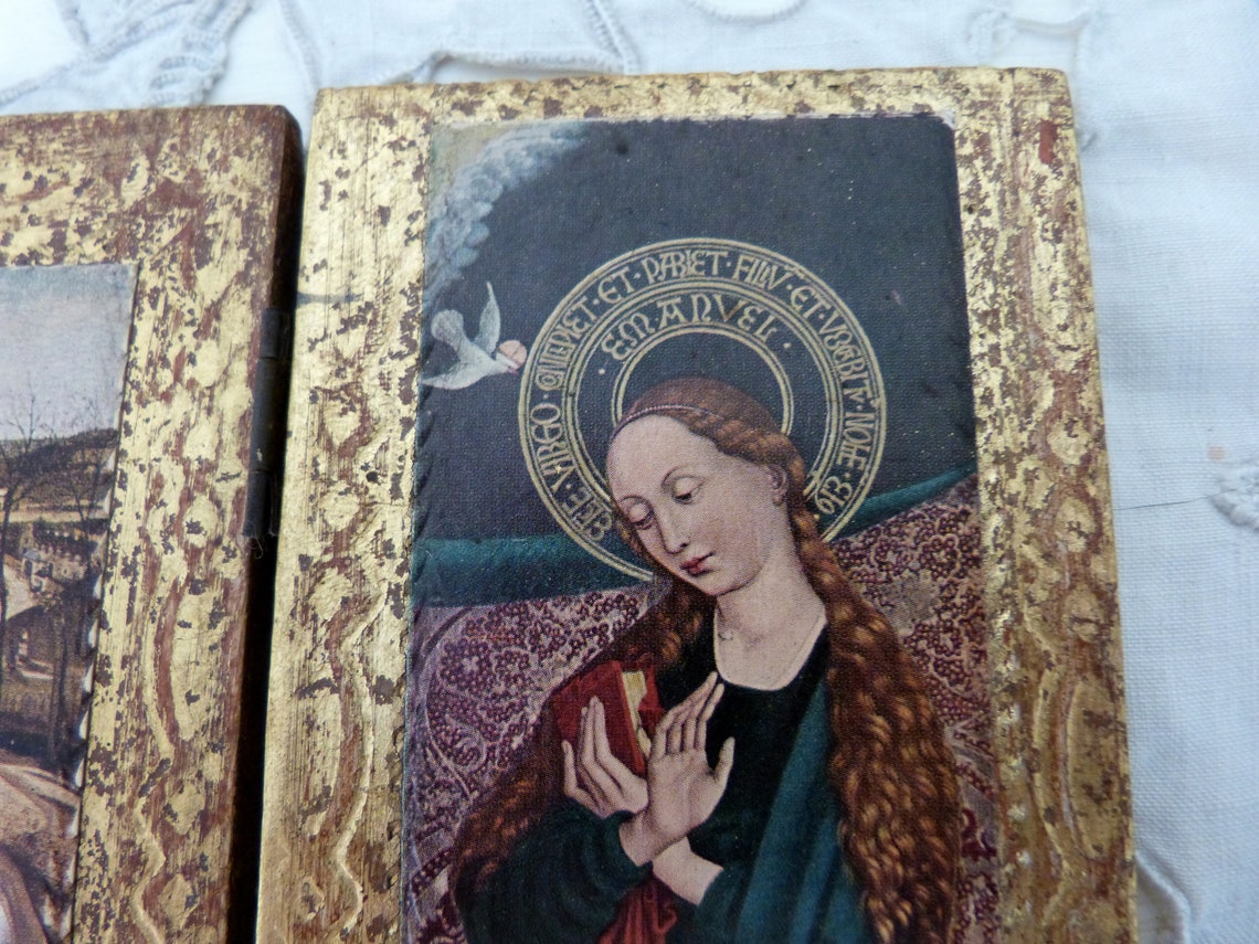 Antique Florentine Italian Triptych Madonna W Child Jesus Nativity ...