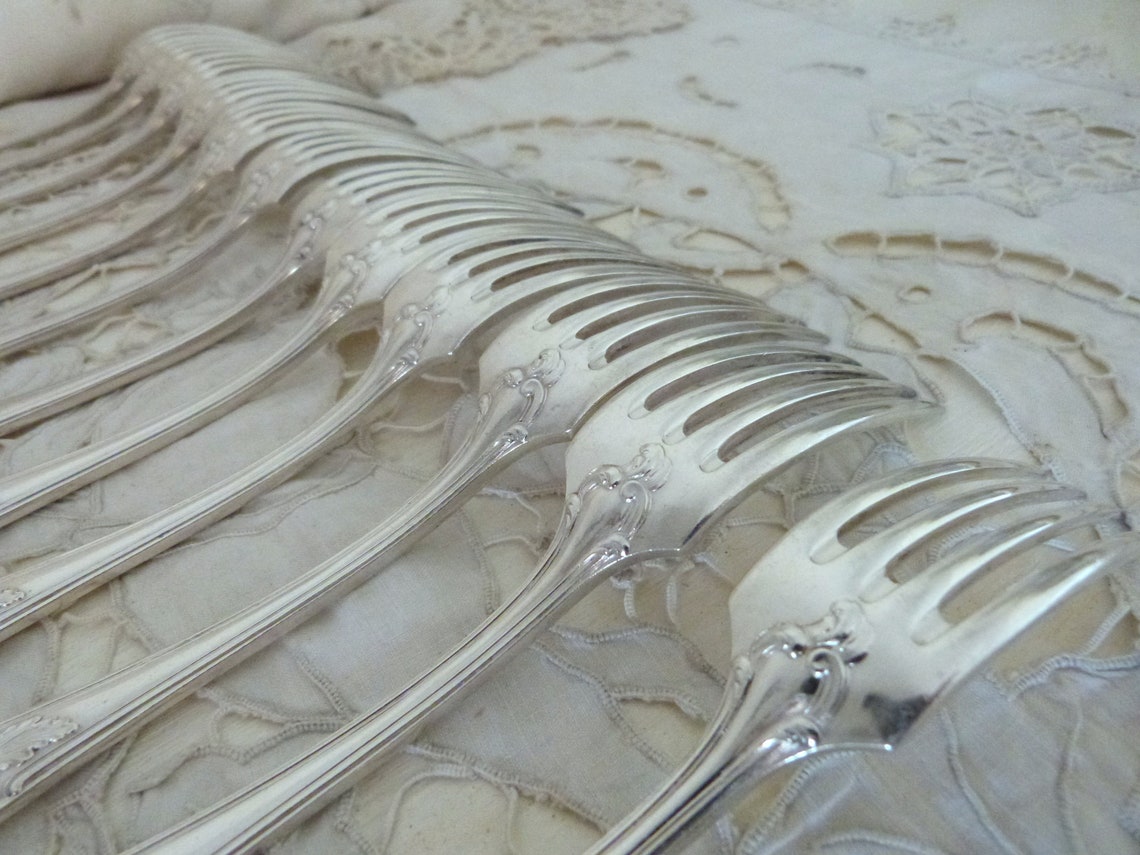 12 Antique French Silverplate Silverware Floral Embossed - Etsy