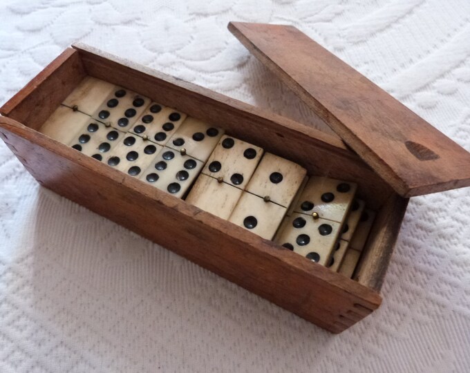 Antique French Ivory Ebony Domino Set, 1800s Vintage Domino Game in a ...