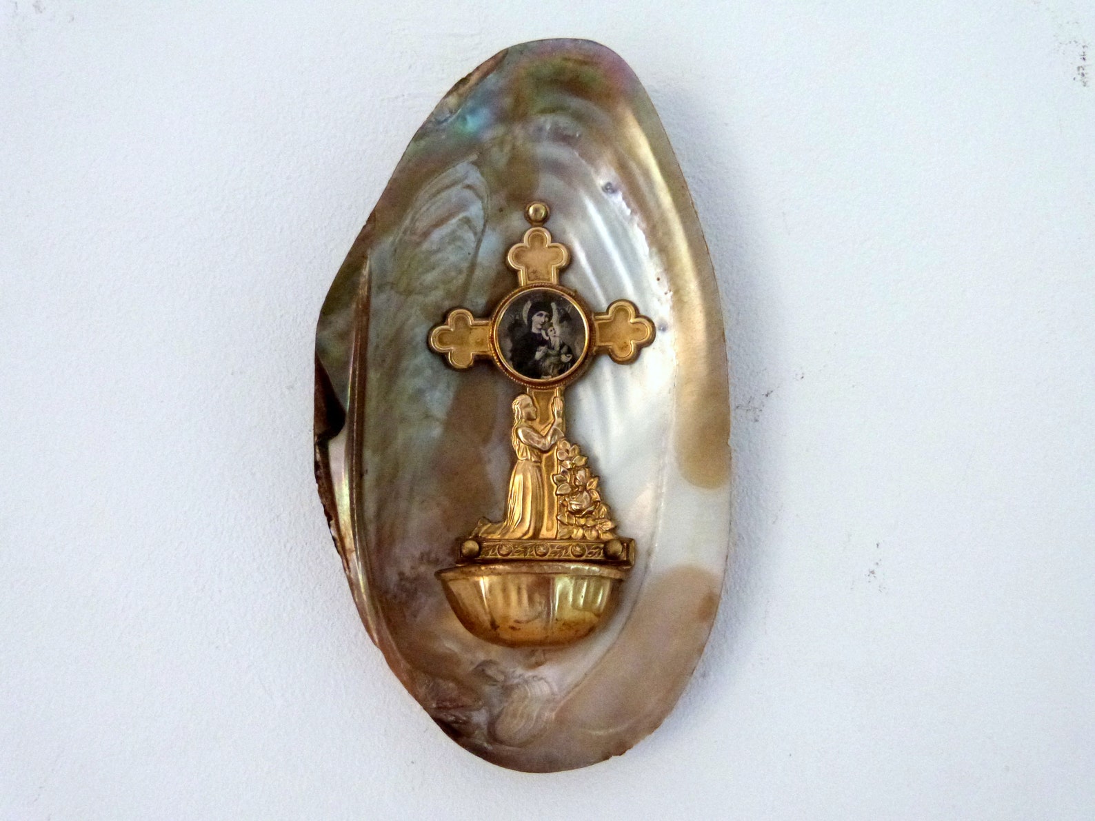 Holy Water Font Shell Antique French Religious Ormolu - Etsy