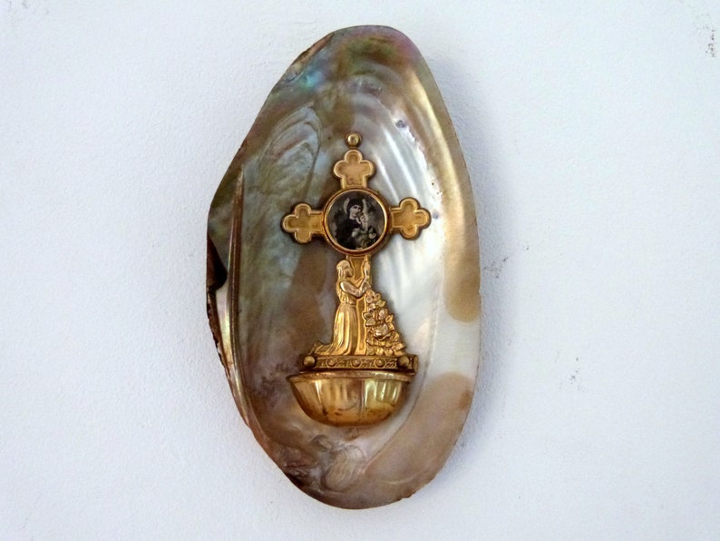 Holy Water Font Shell Antique French Religious Ormolu - Etsy