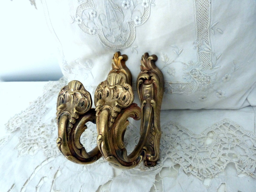 Antique French Rococo Gilded Bronze Curtain Tiebacks Holdbacks for ...