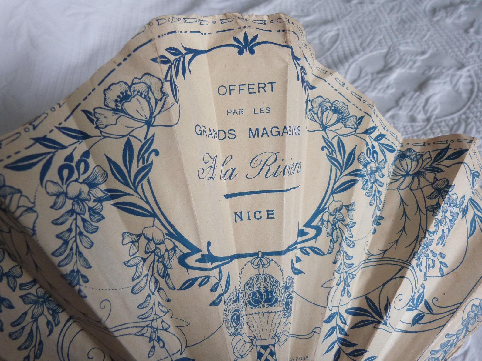 Antique Hand Fan 1900s Folding Advertising Fan Shop Riviera in Nice ...