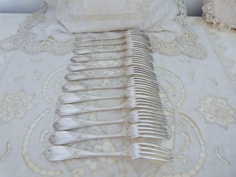 12 Antique French Silverplate Silverware Floral Embossed - Etsy