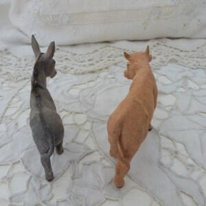 1900s Flocked Donkey + Cow Animal Christmas Nativity Creche Antique ...