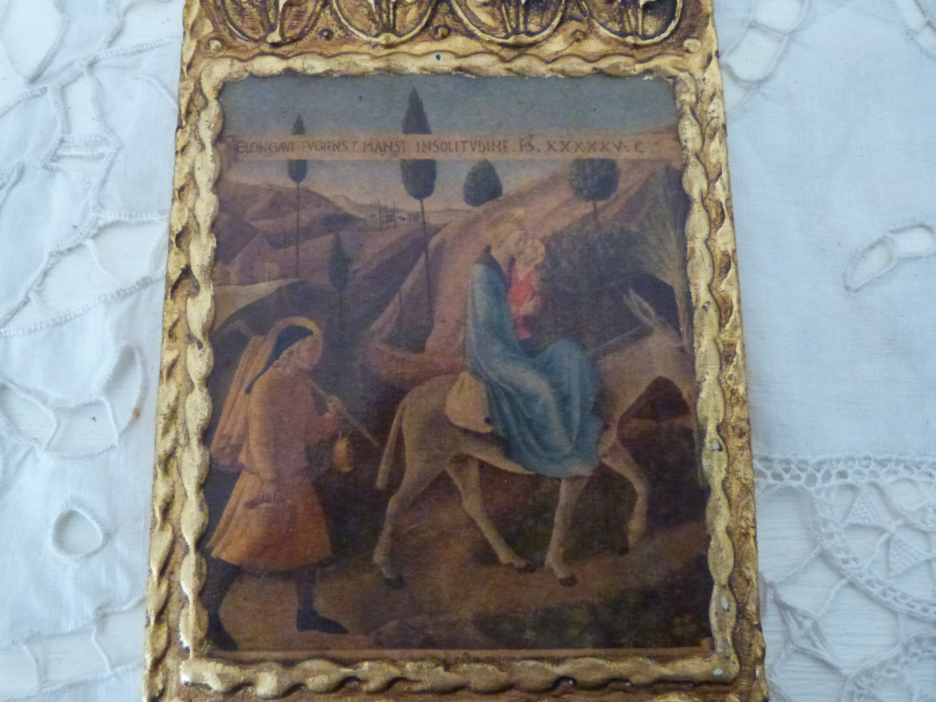 Antique Florentine Religious Frame Flight Into Egypt W Madonna and ...