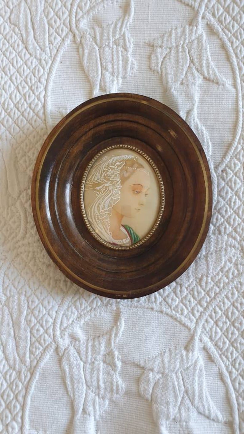 Vintage French Miniature Portrait Painting Lady Portrait Miniature ...