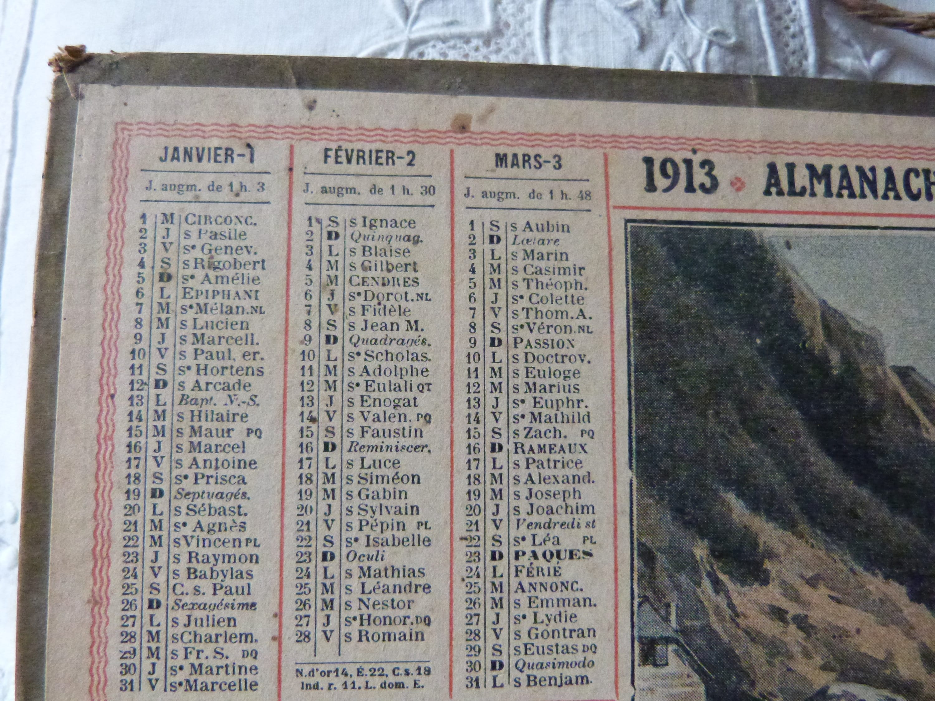 Antique French Almanac Calendar French La Poste Almanach 1913 W Map ...