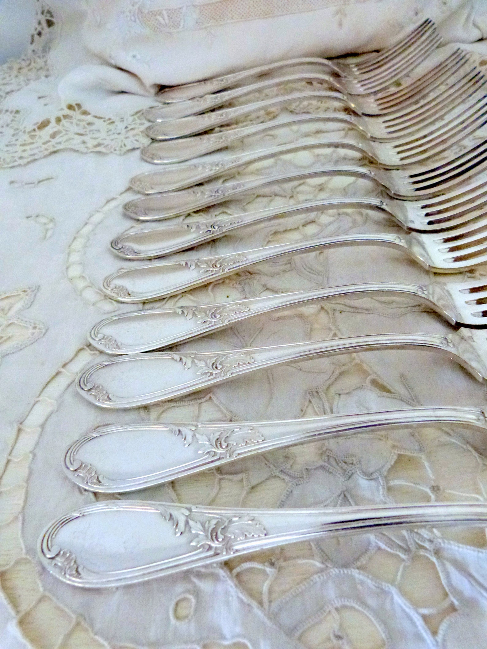 12 Antique French Silverplate Silverware Floral Embossed - Etsy