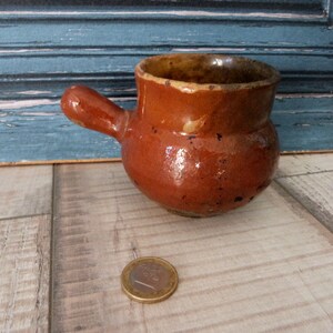 Antique French Small Glazed Pot Provence Pottery Decor Handmade Brown ...