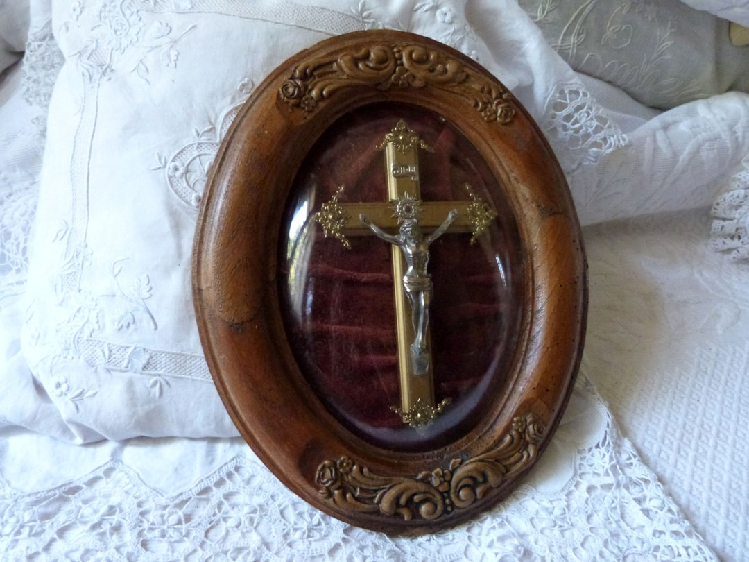 Antique French Religious Frame 1900s Reliquary Relic Frame Shrine W ...