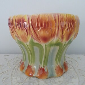 LARGE Antique French Ceramic Majolica Planter Pot Jardiniere St Clement ...