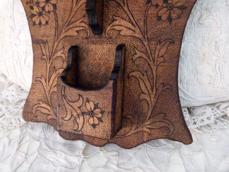 Antique French Artnouveau Carved Pyrography Wooden Pipe Rack - Etsy