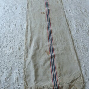 Antique French Striped Linen Grain Sack W Red Blue Stripes Hand ...