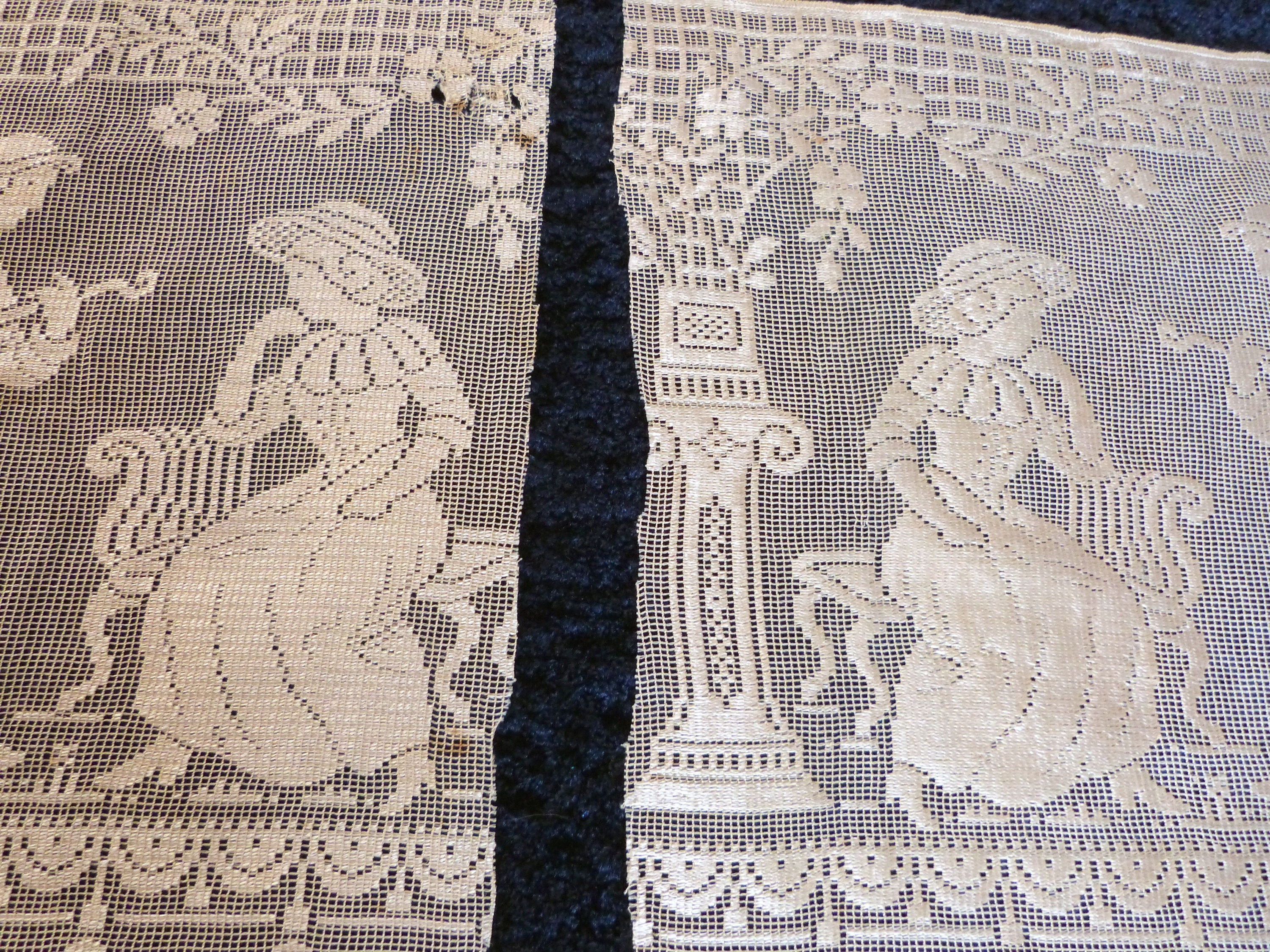 Spanish Antique Ecru Lace Window Blinds Canopy Edging Panels W Floral ...
