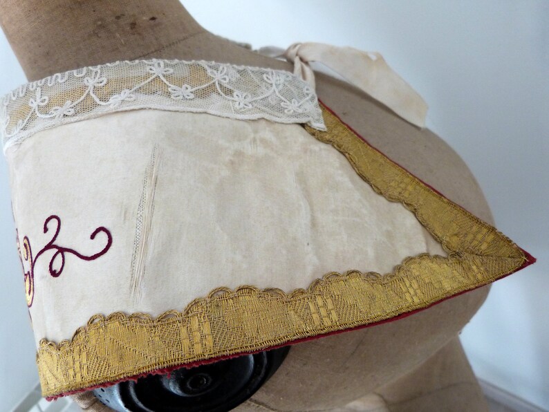 Antique 1800s French Silk Priest Clergy Collar W Hand Embroidery, Gold ...