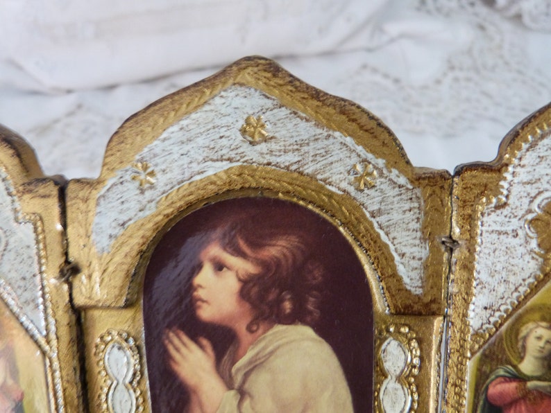 Vintage Florentine Italian Triptych Praying Child W - Etsy
