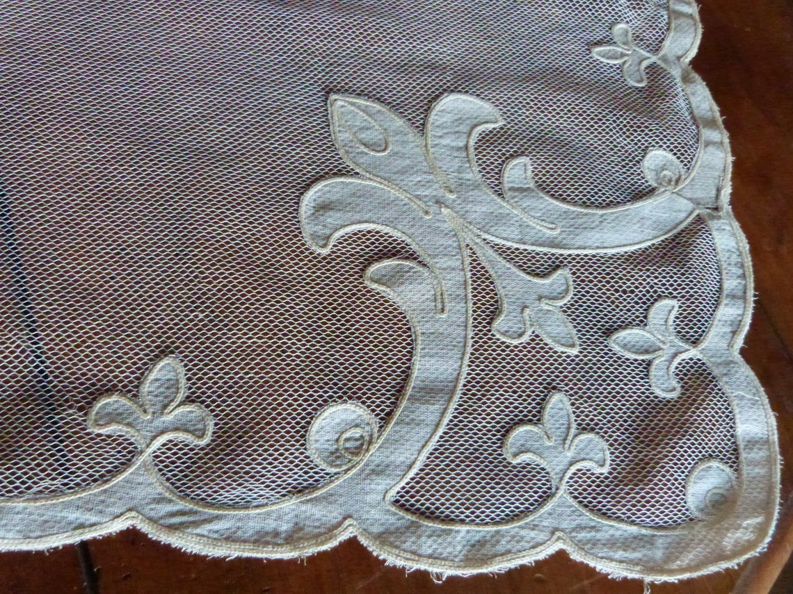 Antique French Hand Made Tambour Lace Tablecloth Handworked - Etsy